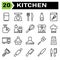 Kitchen Equipment Icon Set Include Refrigerator, Fringe, Kitchen ...