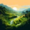 Illustration of the Beautiful View of Traditional Rice Terraces Stock ...