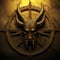 An Image of a Horned Demon Head on a Compass Stock Illustration ...
