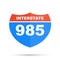 Interstate Highway 985 Road Sign. Flat Vector Stock Illustration on ...