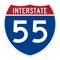 Interstate Highway 55 Road Sign Stock Illustration - Illustration of ...
