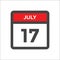 July 17 Calendar Icon with Day of Month Stock Vector - Illustration of ...