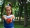 Little Cute Girl Stretching Apple Stock Photo - Image of fruit, giving ...