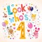 Look Who S One - First Birthday Card Stock Vector - Illustration of ...