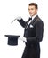 Magician in Top Hat with Magic Wand Showing Trick Stock Photo - Image ...