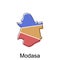 Map of Modasa City Modern Outline, High Detailed Illustration Vector ...