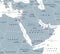 The Middle East, Gray Political Map with Capitals and International ...