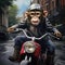 Monkey riding a motorcycle stock illustration. Illustration of poster ...