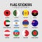 National Flags of the World Stickers with Names. Circled Flags ...