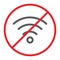 No Wifi Line Icon, Prohibited and Ban, Internet Forbidden Sign, Vector ...