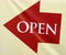 Open sign with arrow stock image. Image of signage, white - 21591105