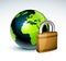 Padlock and Earth globe stock vector. Illustration of world - 15930671