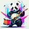 Panda Playing Musical Instruments. Vector Illustration in a Cartoon ...