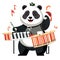 Panda Playing Musical Instruments. Vector Illustration Isolated on ...