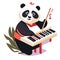 Panda Playing the Piano. Vector Illustration in a Flat Style Stock ...