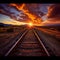 Parallel Tracks: a Dramatic Sunset Overlapping Train Tracks Stock Photo ...