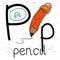 Pencil Ready To Write and To Learn the Letter P, Vector Illustration ...