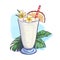 Pina Colada Cocktail Hand-drawn Comic Illustration. Pina Colada. Vector ...