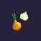 Pixel-art Onion. a Slice of Onion and Whole Onion on Blue Background ...
