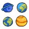Planets Pixel Art 80s Style Set. 8-bit Sprites. Solar System Objects ...