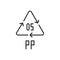 PP 05 Recycling Code Symbol. Plastic Recycling Vector Polypropylene ...