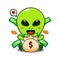 Cute Alien with Money Bag Cartoon Vector Illustration. Stock Vector ...