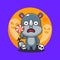 Cute Rhino Scared by Ghost in Halloween Day. Cute Halloween Cartoon ...