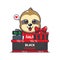 Cute Sloth with Cashier Table in Black Friday Sale Cartoon Vector ...