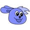 Purple Rabbit Head Emoticon with Smiling Face, Doodle Icon Image Stock ...