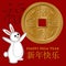Rabbit Chinese New Year Gold Coin Stock Illustration - Illustration of ...