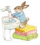 Rabbit washing his hands stock illustration. Illustration of watercolor ...