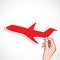 Red Airplane Sticker in Hand Stock Vector - Illustration of dream ...