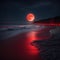 Red Moon on the Background of the Sea Stock Illustration - Illustration ...
