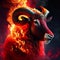 Red Ram with Horns on Fire Background. 3d Render Illustration Stock ...