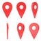 Red Set Map Pointer on White Background. Ralistic Map Pointer, GPS Location Symbol, Three ...