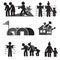 Refugee Icon Set. stock vector. Illustration of pictogram - 62575042