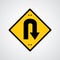 Return Symbol Yellow Road Sign Stock Vector - Illustration of guide ...