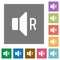Right Audio Channel Square Flat Icons Stock Vector - Illustration of ...