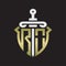RO Logo Monogram with Sword and Shield Combination Isolated with Gold ...