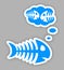 Sad Blue Fish Bone Stickers Stock Illustration - Illustration of ...