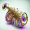 Saxophone with Bubbles on a White Background. 3d Illustration ...