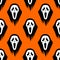 Seamless Graphic Black and White Pattern Mask Scream on Orange ...