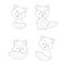 Set of Foxy Outline, Line Style. Vector Illustration Stock Vector ...