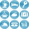 Shiny Hotel Icons in Vector Stock Vector - Illustration of sphere, boat ...