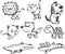 Sketchy Doodle Animal Set stock vector. Illustration of sketchy - 10715839