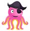 Smiling Octopus with an Eyepatch Illustration Vector Stock Vector ...