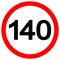 Speed Limit 140 Traffic Sign,Vector Illustration, Isolate on White ...
