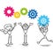 Stick Figure Cogs Teamwork Strategy Stock Vector - Illustration of ...