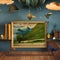 A Surreal Digital Texture with Floating Objects and Gravity-defying Elements, Creating a Sense ...