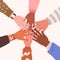 Teamwork, Unity and Support in Community Concept. Hands of Diverse ...